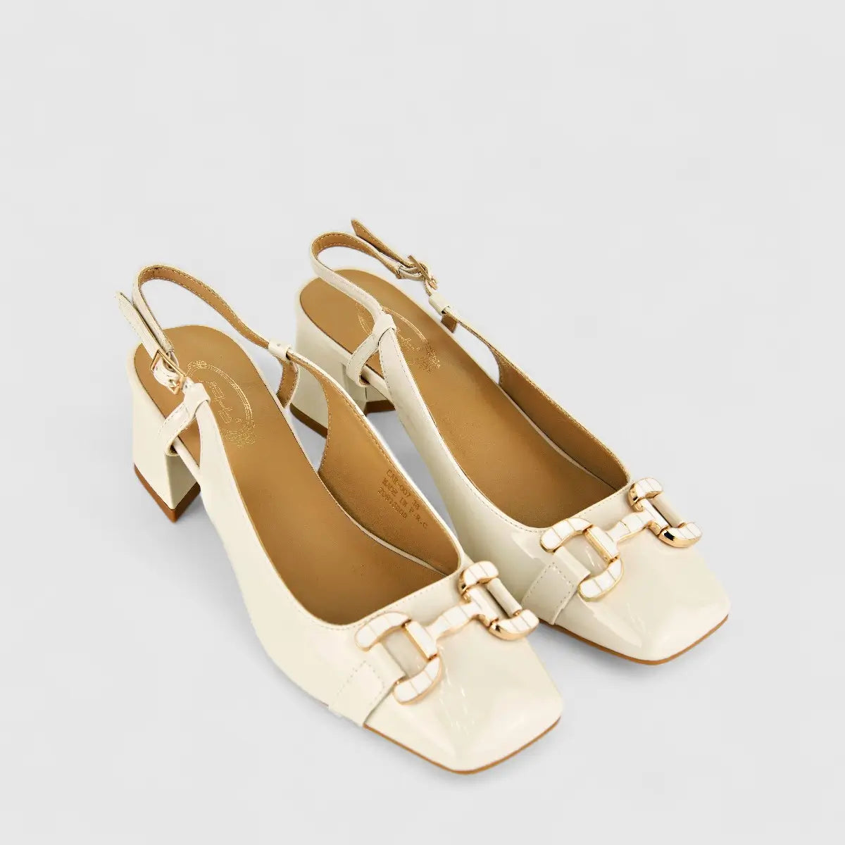 Bulbul Ladies Block Heel Sandal CAR-007 Off White – familyshoecentre